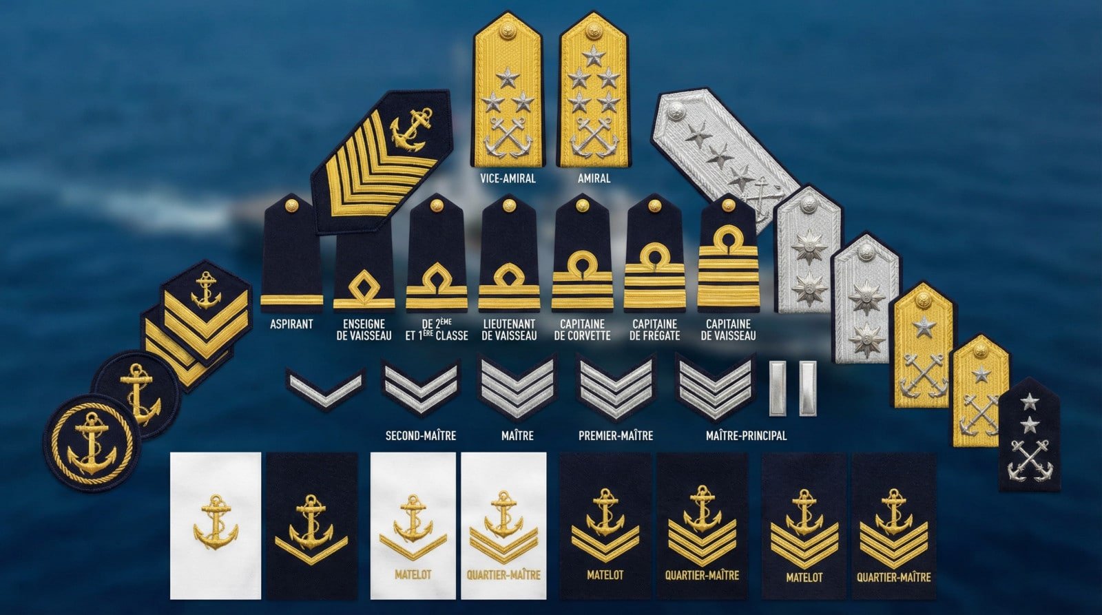 Grade marine nationale : hiérarchie, insignes et fonctions - Essai Armes
